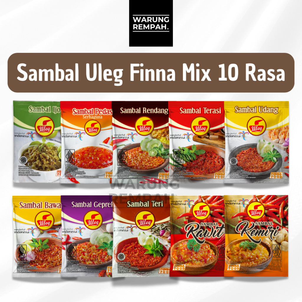 Jual Paket Mix Campur Sambal Uleg Finna Lengkap 10 dan 12 Varian 1 pcs ...