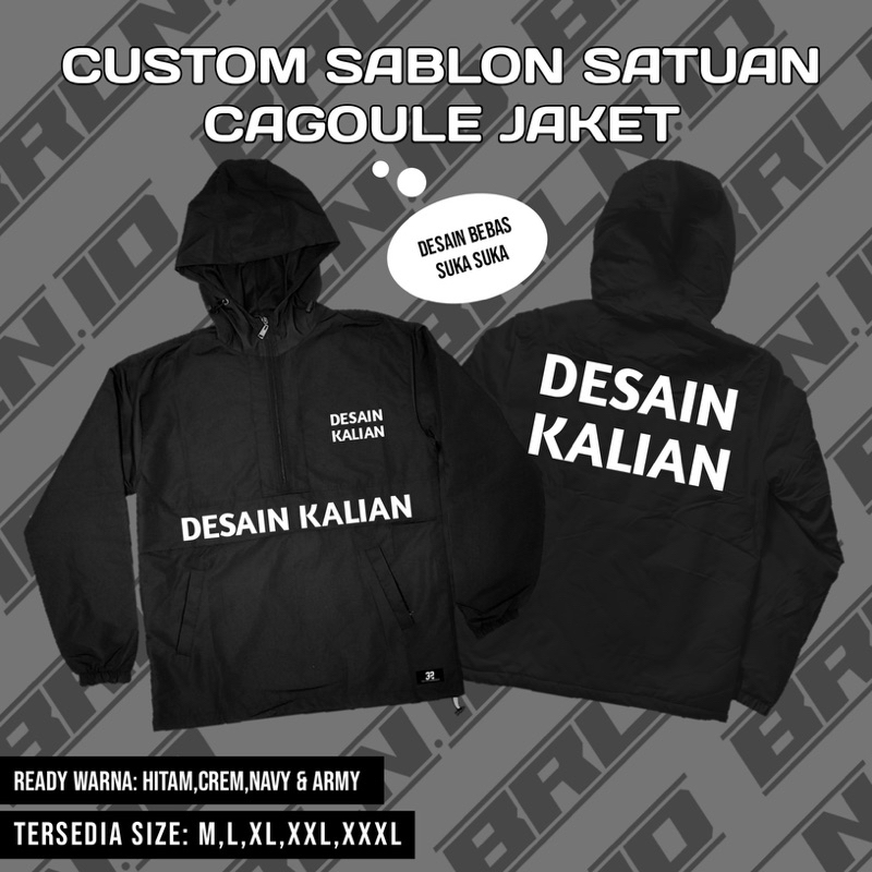 Jual CUSTOM SABLON JAKET CAGOULE SATUAN/Jaket Cagoule/Jaket Custom ...