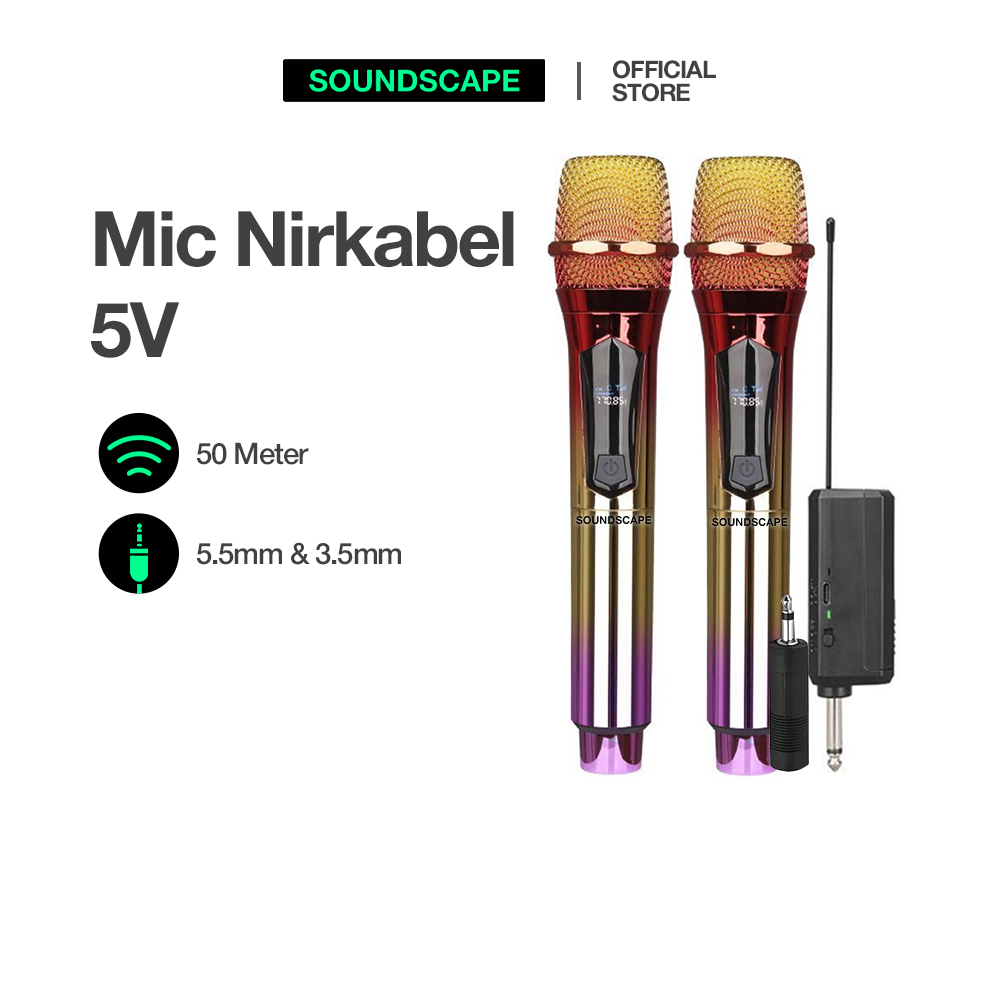 Jual Soundscape 【COD】 Mic Wireless/Microphone/Mic double (Batrei dapat ...