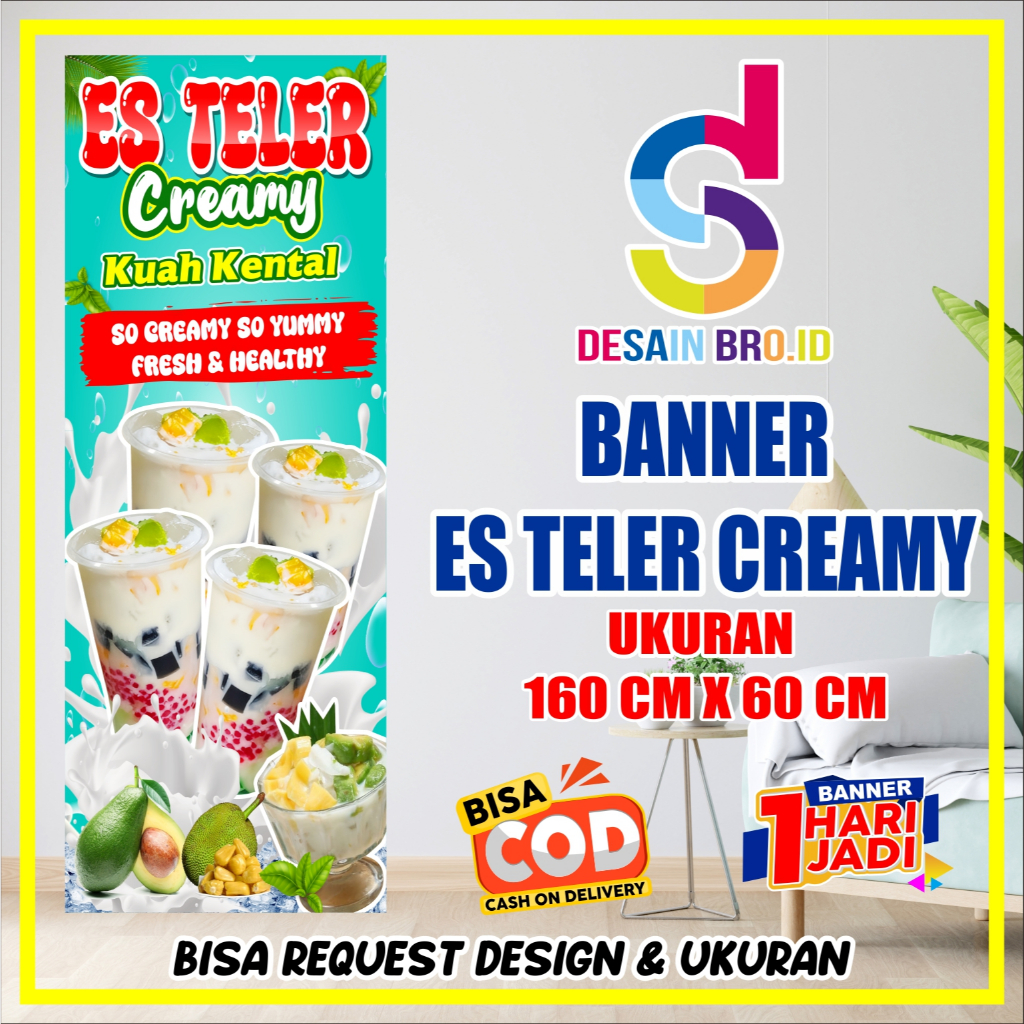 Jual SPANDUK/BANNER ES TELER CREAMY UKURAN 60X160 CM | Shopee Indonesia