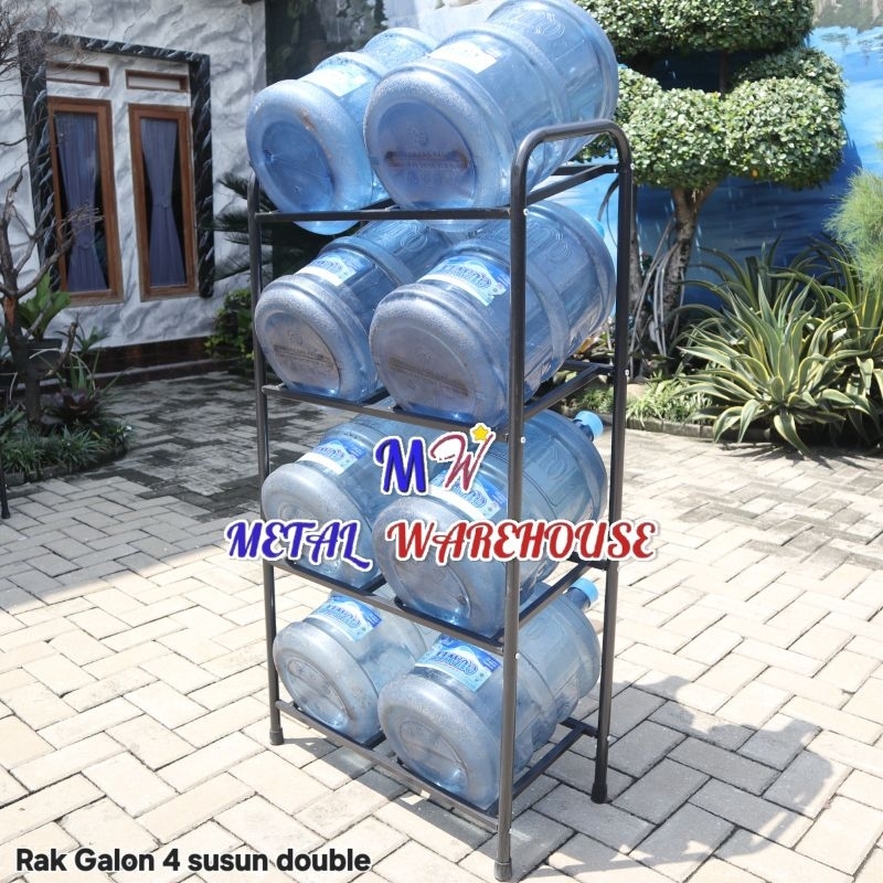 Jual Rak Galon Susun 4 Double 8 Galon Tempat Galon Susun Besi Hitam ...