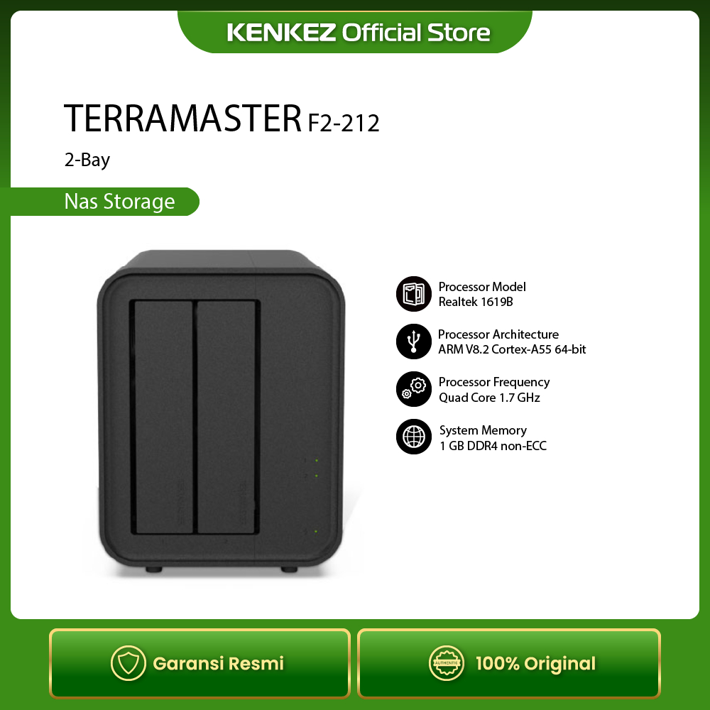 Jual TerraMaster F2-212 NAS Barebone 2-Bays Desktop Nas Storage ...