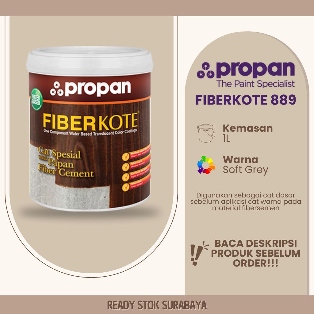 Jual CAT PROPAN FIBERKOTE 889 - Soft Grey 1L | Shopee Indonesia