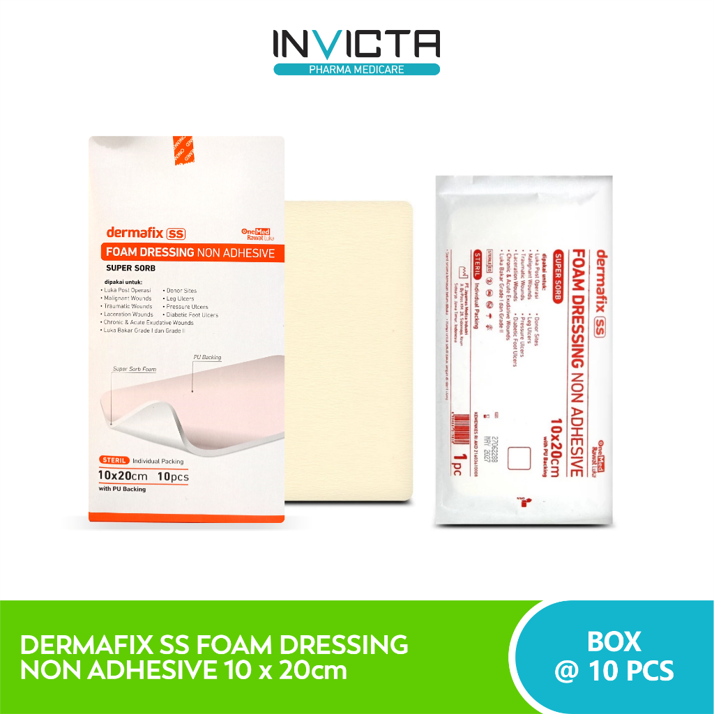 Jual Onemed Dermafix SS Foam Dressing Non-Adhesive 10 cm x 20 cm - Box ...