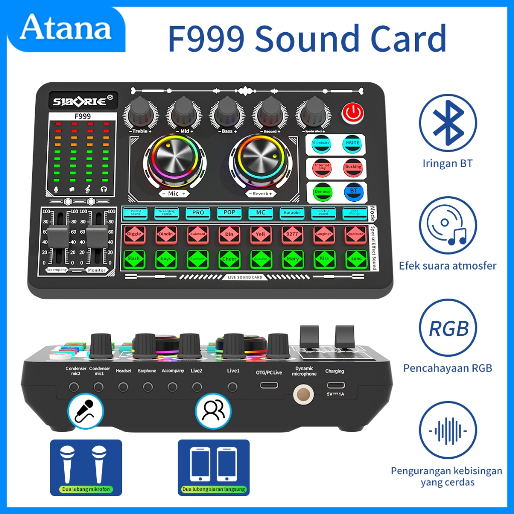 Jual Atana SOUND CARD F999 SoundCard Bluetooth compatible External ...