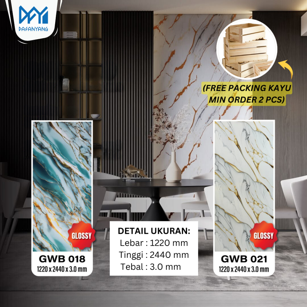 Jual Golden Marmer Panel Wallboard 2.44 Meter PVC Board 3mm Tebal Panel ...