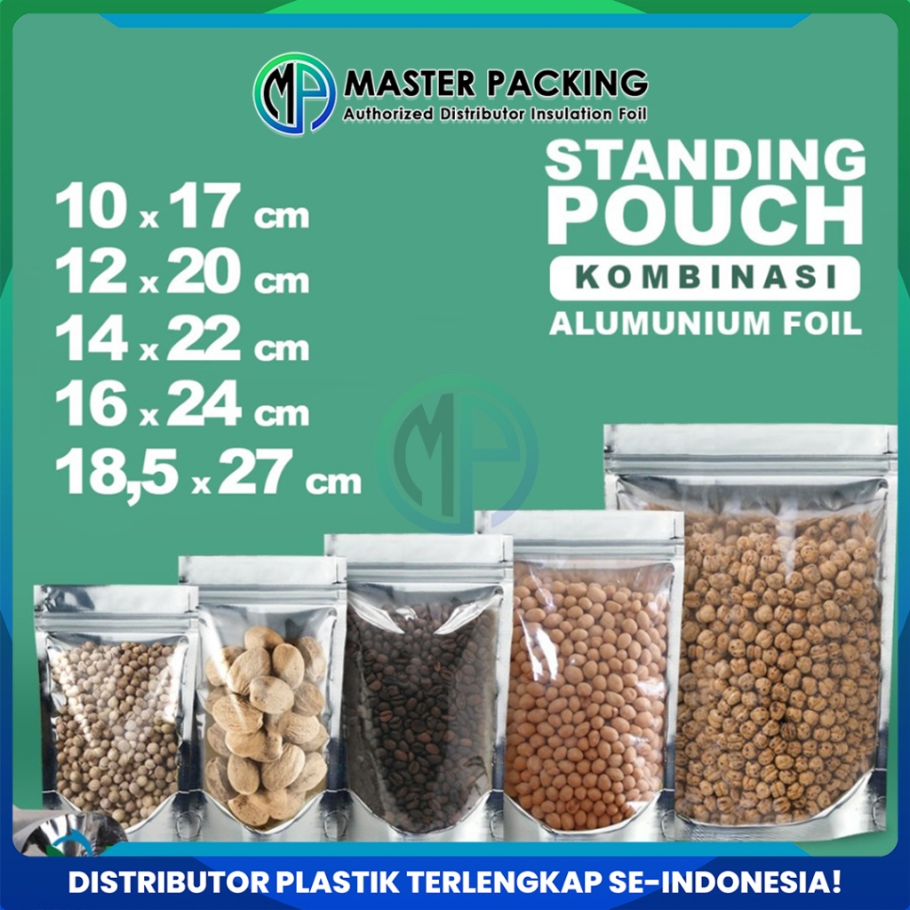 Jual Standing Pouch Alumunium Foil Silver Kombinasi Ziplock | Plastik ...