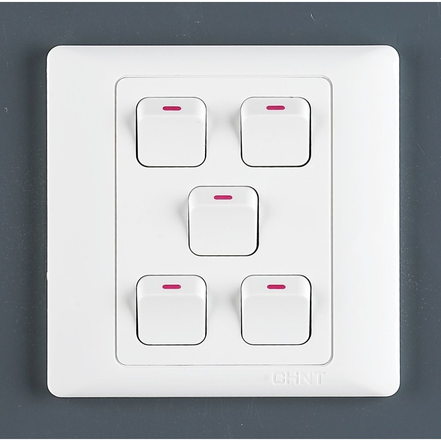 Jual Saklar 5-Gang 1-Way Switch Small NEW7-G00900 CHINT White | Shopee ...