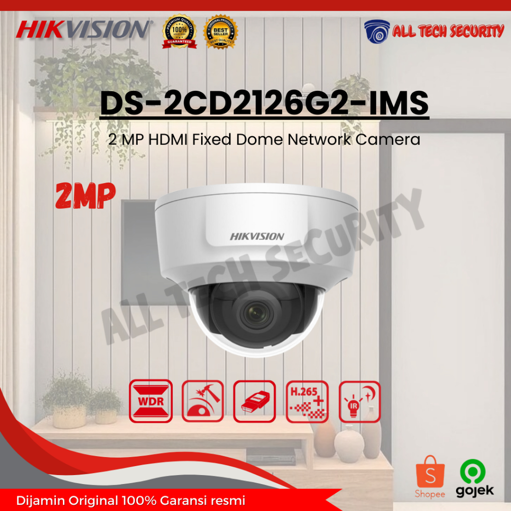 Jual HIKVISION DS-2CD2126G2-IMS 2 MP HDMI Fixed Dome Network Camera | Shopee Indonesia