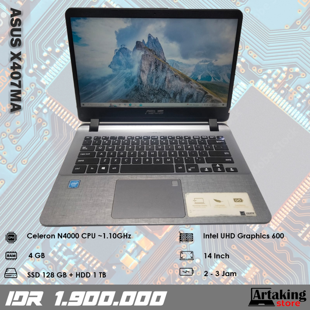 Jual Asus X407MA - Celeron N4000 - Ram 4 GB - Sudah SSD | Shopee Indonesia