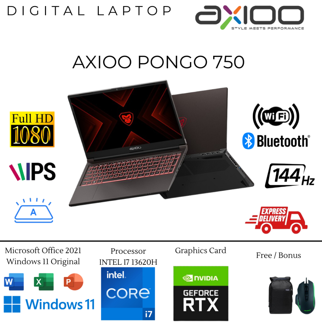 Jual NEW Laptop Axioo Pongo 750 GAMING Intel Core i7 13620H RAM 32GB ...