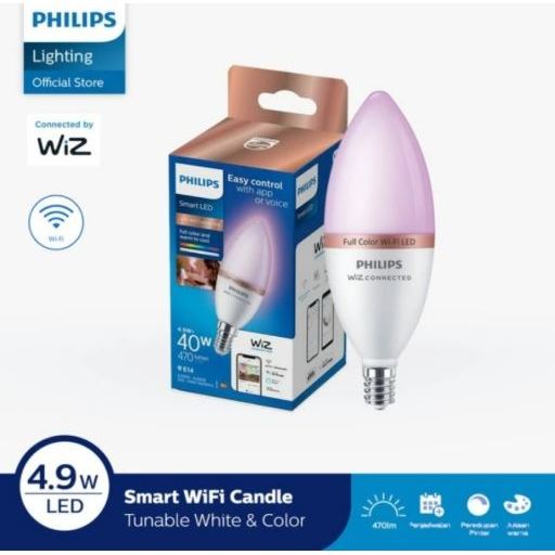 Jual Philips Wiz Candle Lampu Smart Lamp LED Bulb 4.9W E14 470 Lumen WiFi Bluetooth - Color and ...
