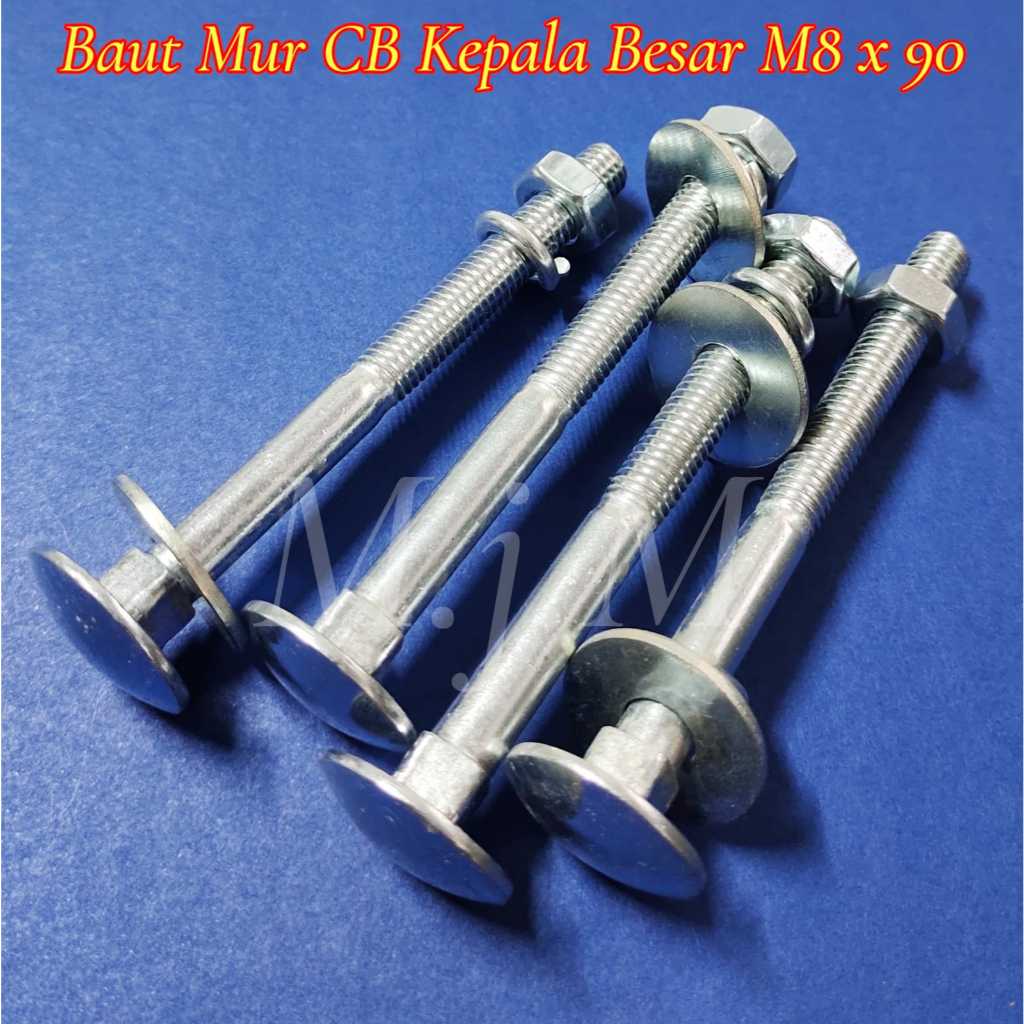 Jual BAUT MUR CB M8 x 90MM - KEPALA LEBAR 23mm ( BESI ) / BAUT PAYUNG ...