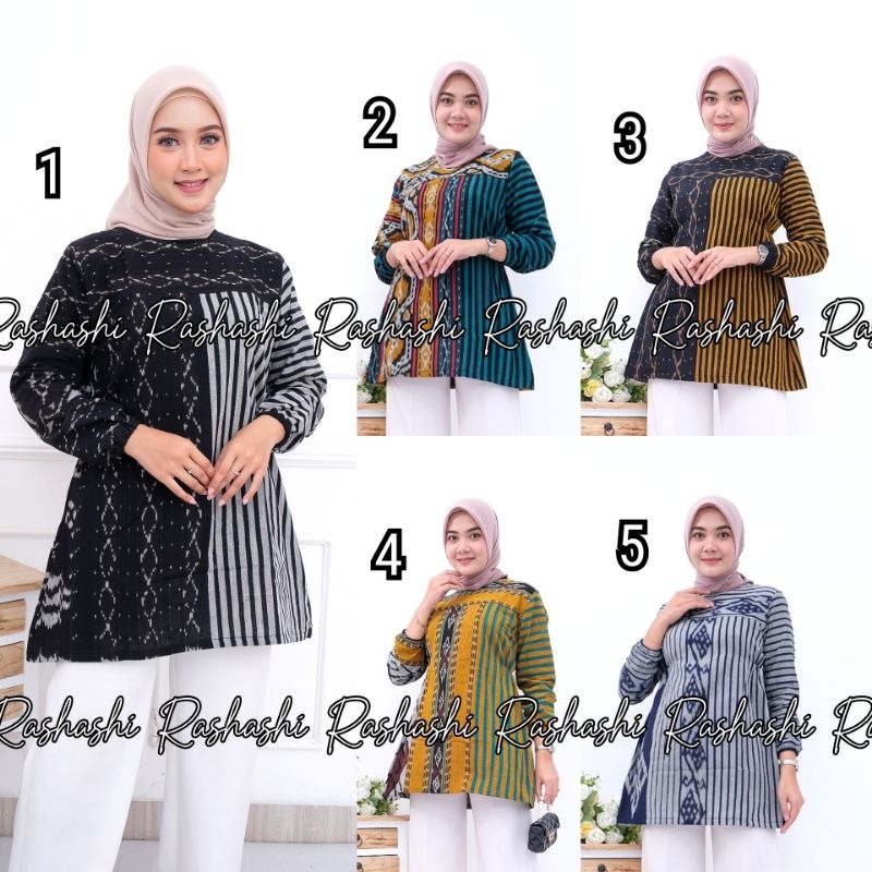 Jual AURORA Blouse tenun wanita modern blouse tenun troso jepara jumbo xxl atasan tenun etnik ...