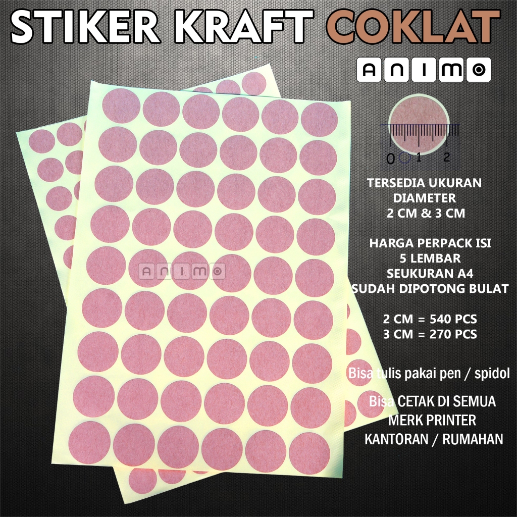 Jual STIKER BULAT KRAFT - STIKER VINTAGE - STIKER BULAT COKLAT 2 CM - 3 ...