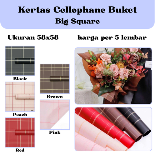 Jual [5 LEMBAR] Kertas Cellophane Bucket Bunga [Big Square] Flower ...