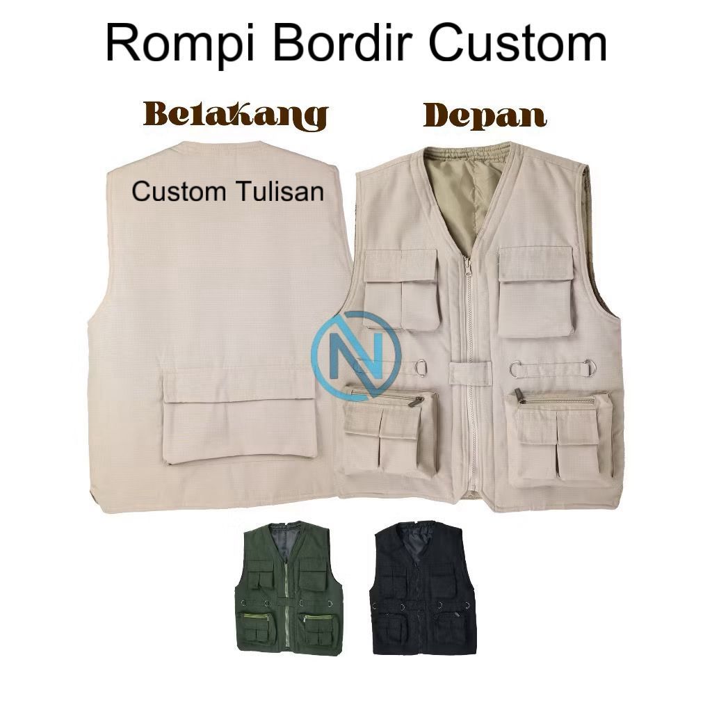 Jual Rompi Dewasa Cargo Dakron Tebal CUSTOM BORDIR / Rompi Tactical ...