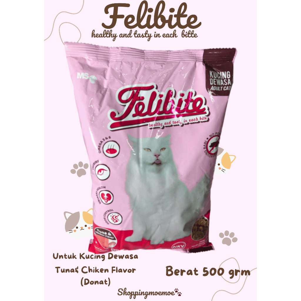 Jual FELIBITE TUNA & CHICKEN FLAVOR 500GR /DRY CAT FOOD/MAKANAN KUCING ...