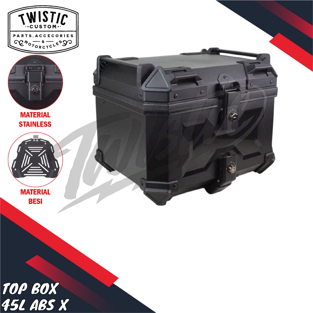 Jual Top Box Pannier Tas Boks Bagasi Box Belakang Touring ABS 45L 45 ...