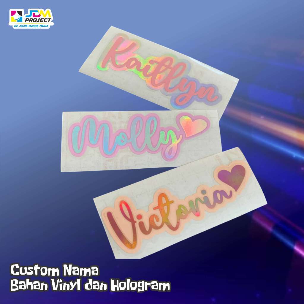 Jual JDM Project - STIKER CUTTING NAMA CUSTOM HOLOGRAM STICKER TIMBUL ...