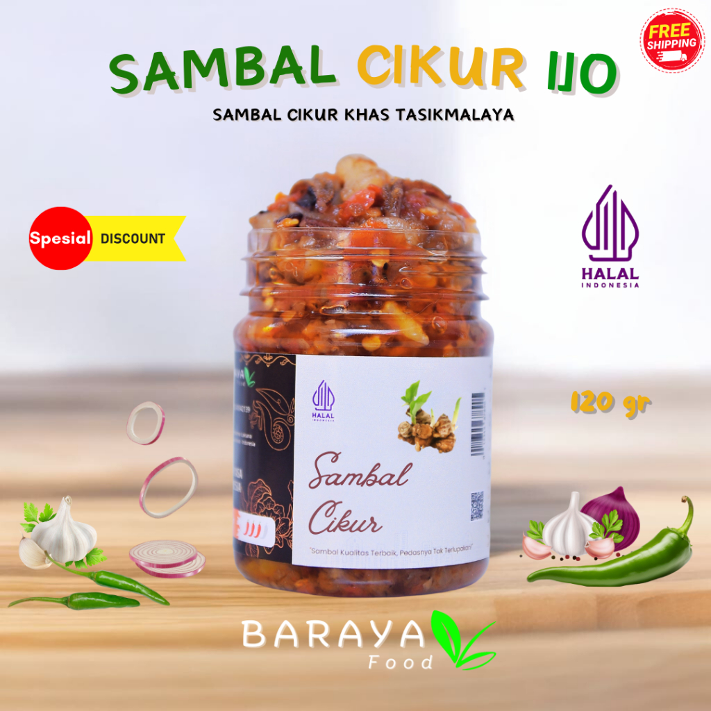 Jual SAMBAL CIKUR KHAS TASIK - 120 gr - Baraya Food | Shopee Indonesia