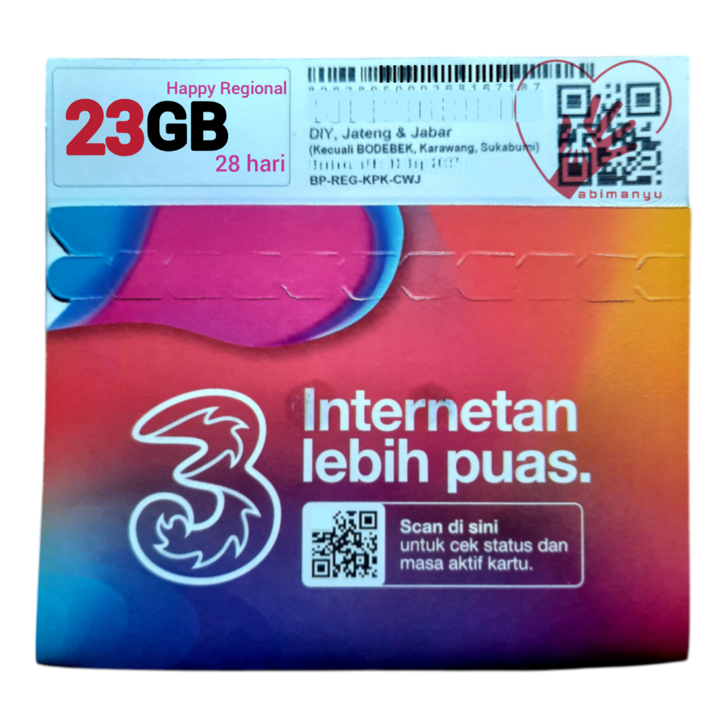Jual Kartu Perdana Tri Happy 23GB | 28 Hari | Shopee Indonesia