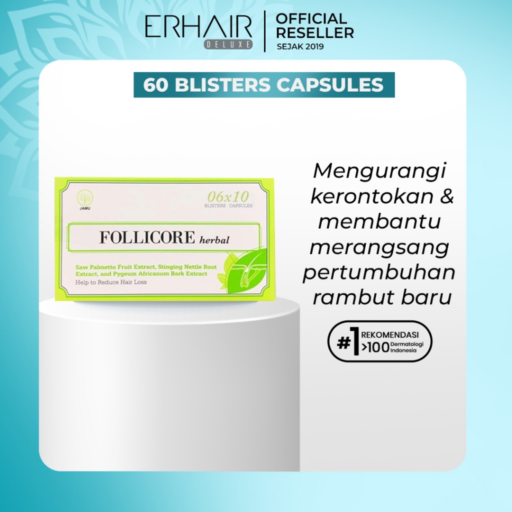 Jual ERHA Supplemen Rambut Rontok Follicore Herbal 30 Caps / 60 Caps ...