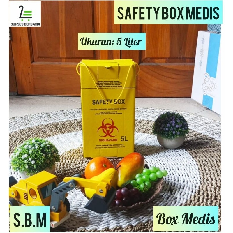 Jual Safety Box Medis 5 Liter( PRINTING)/Tempat sampah Medis/Box Medis ...