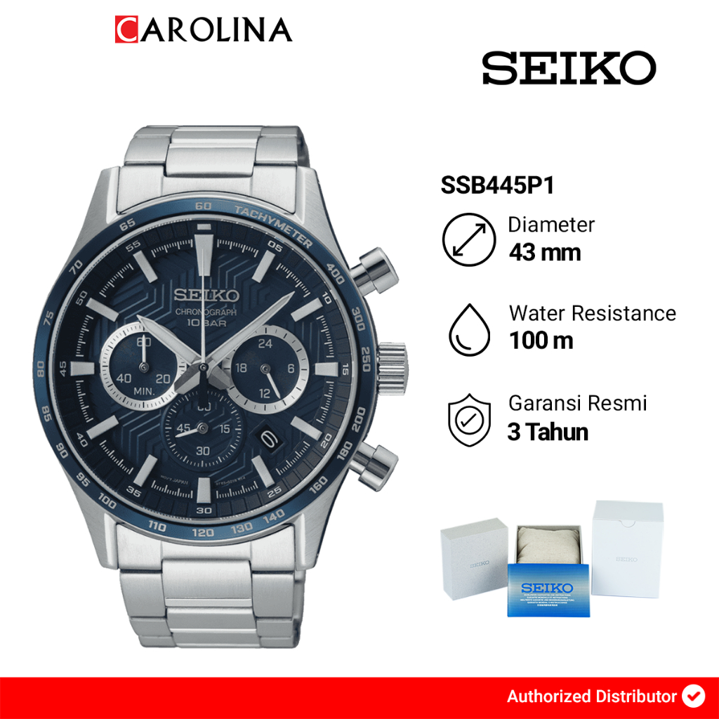 Jual Jam Tangan Pria Seiko Chronograph SSB445P1 Blue Dial Stainless ...