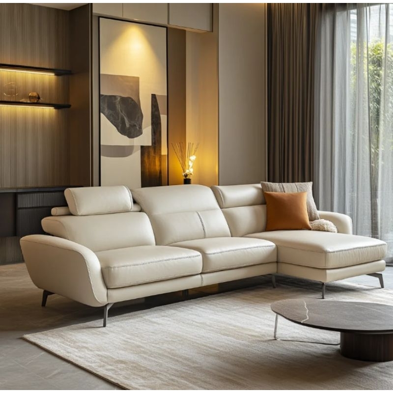 Jual sofa L shape minimalis modern bahan kulit lembut kualitas premium ...