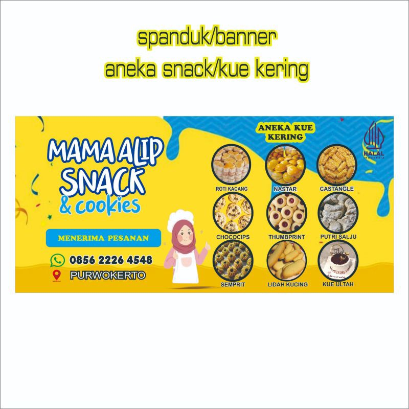 Jual Spanduk/banner aneka kue kering atau snack ukuran 150x70cm ...