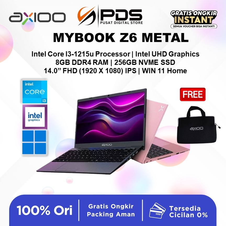 Jual AXIOO MyBook Z6 Metal Intel Core I3-1215u Ram 8GB SSD 256GB Win 11 Home 14" FHD IPS ...