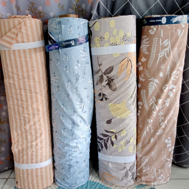 Jual Katun Lokal Bahan Kain Sprei Meteran Motif Bunga Minimalis Brand Star, Esra, TM, Beverly ...