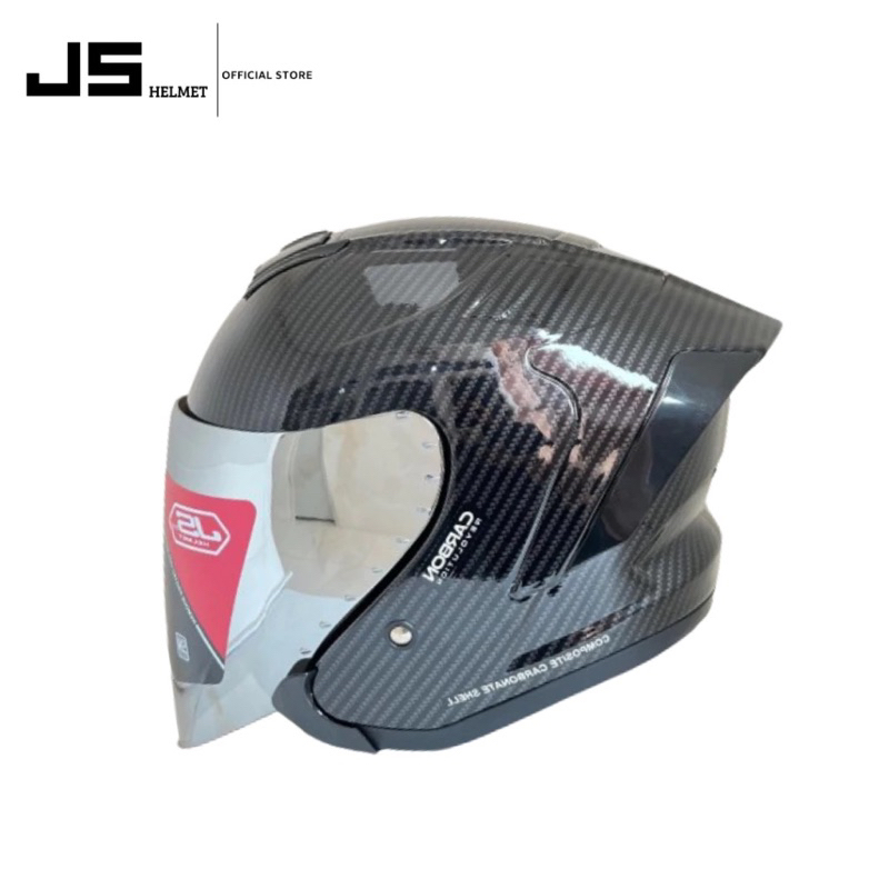 Jual Helm Js Armor Carbon Original SNI Half face Visor Iridium Silver ...