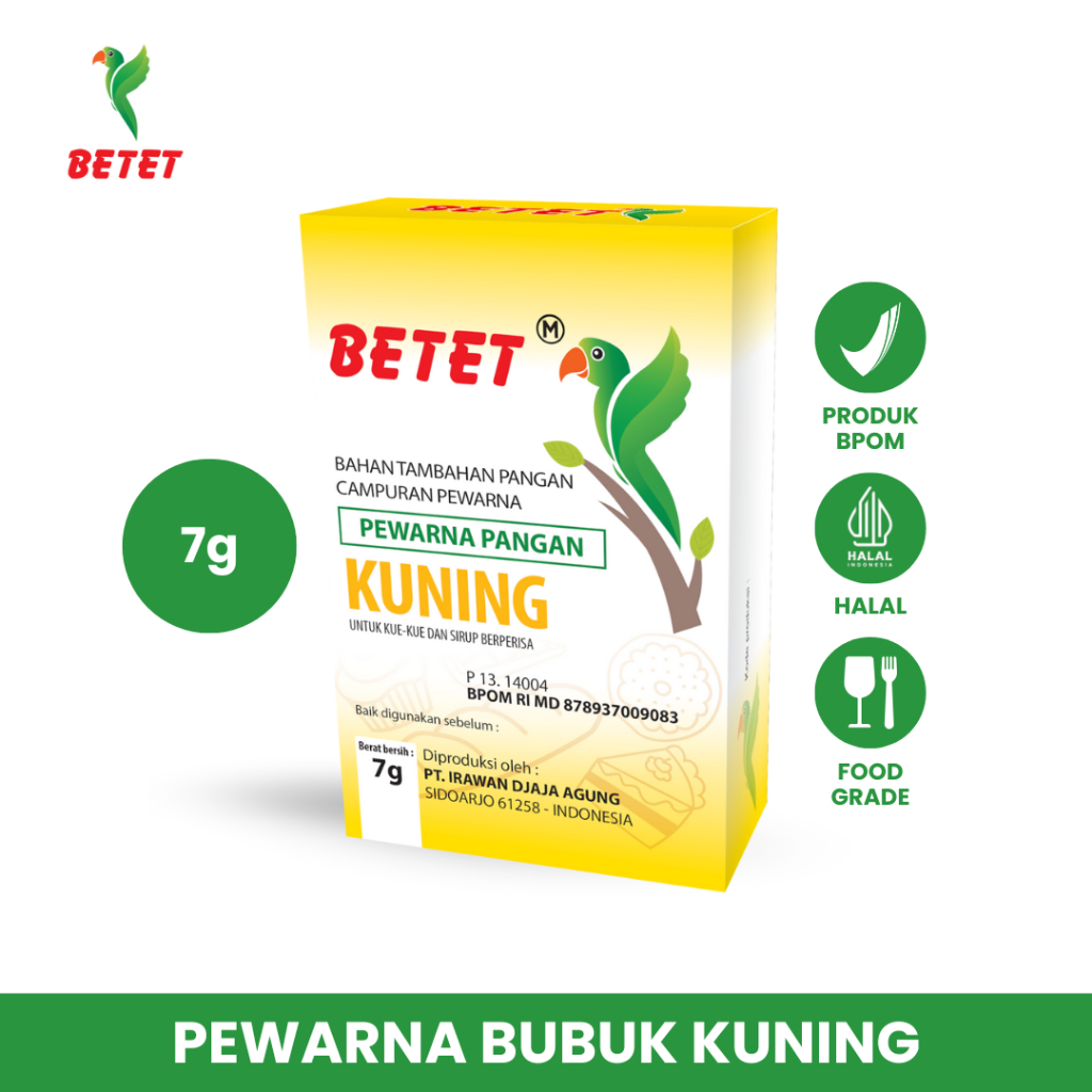 Jual BETET - Pewarna Pangan Bubuk Kuning 7g | Pewarna Makanan BPOM ...