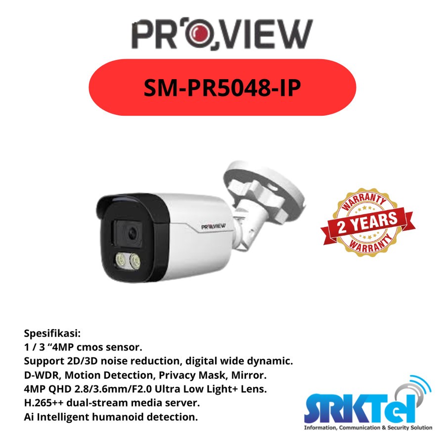 Jual PROVIEW SM-PR5048-IP 4MP Fullcolor Audio Bullet Outdoor | Shopee ...