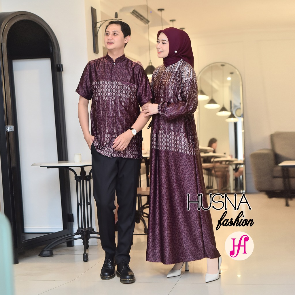 Jual Couple Dress Bahan Silk Premium Set Pasangan Atasan kemeja | Gamis ...