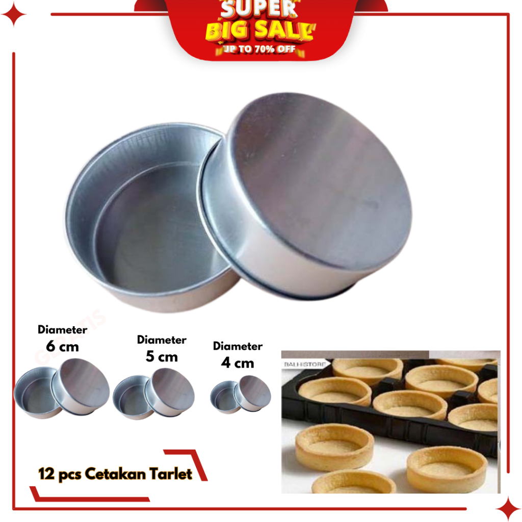 Jual 12 Pcs Cetakan Kue Tarlet Mini Tart Tarlets Bento Loyang Bulat ...