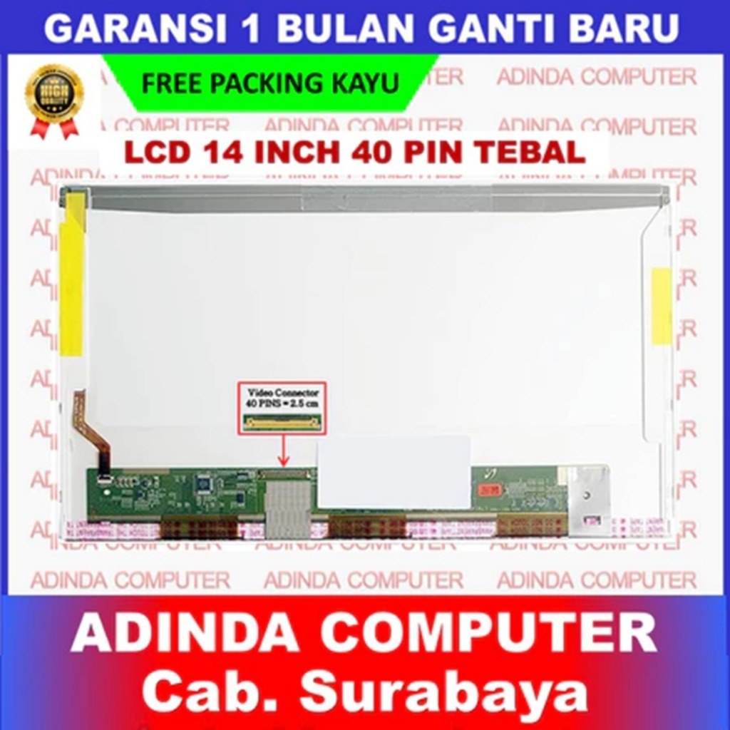 Jual LCD LED 14.0 14 Inch 40 Pin 40pin Tebal HD No Bracket Kuping Baut ...