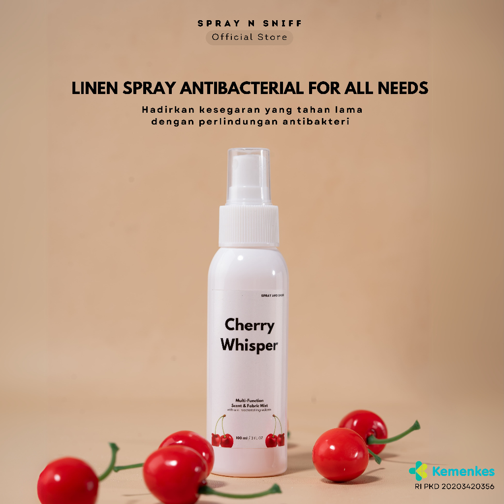 Jual SPRAY AND SNIFF CHERRY WHISPER LINEN SPRAY ANTI BACTERIAL Size 100 ...