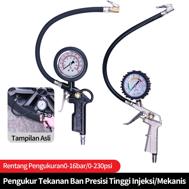 Jual Tire Pressure Gauge Tire Inflator Air Pressure Gun Isi Ukur Tekanan Angin 3 in 1 Tire Gauge ...
