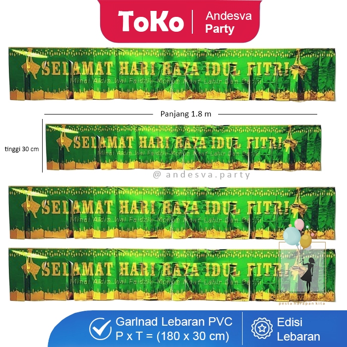 Jual garland lebaran selamat hari raya idul fitri / banner selamat hari ...