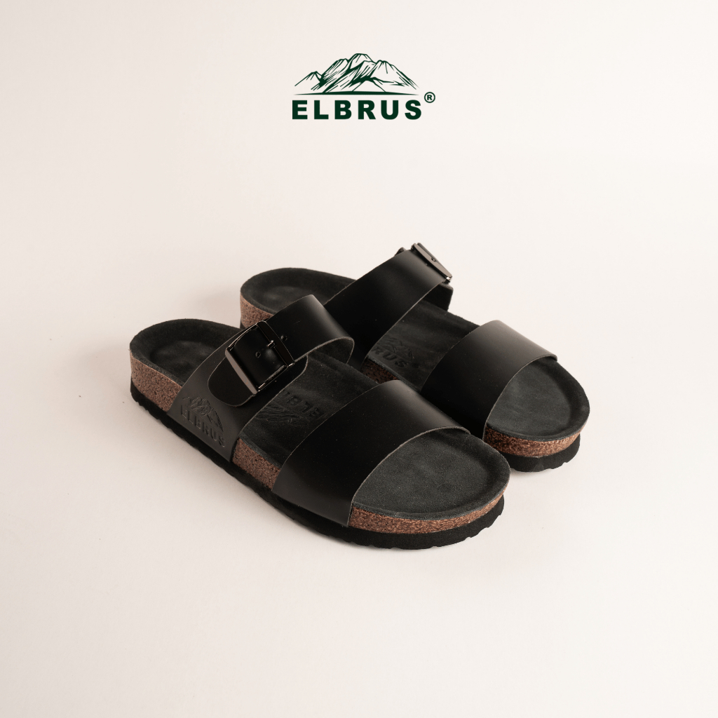 Jual Elbrus - Solis Sandal Kulit Pria (Black) | Shopee Indonesia