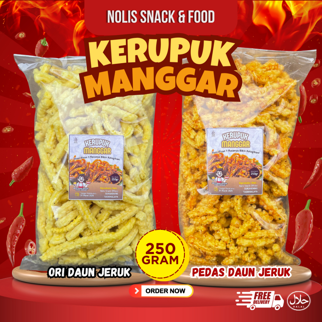 Jual Kerupuk Manggar Pedas Daun Jeruk 250gram // Kerupuk Akar | Kerupuk ...