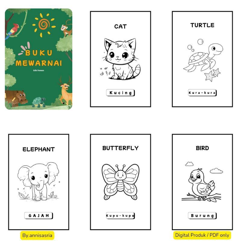 Jual PDF Edukasi/Worksheet Anak/Mewarnai/Buku Mewarnai Anak/8 Halaman ...