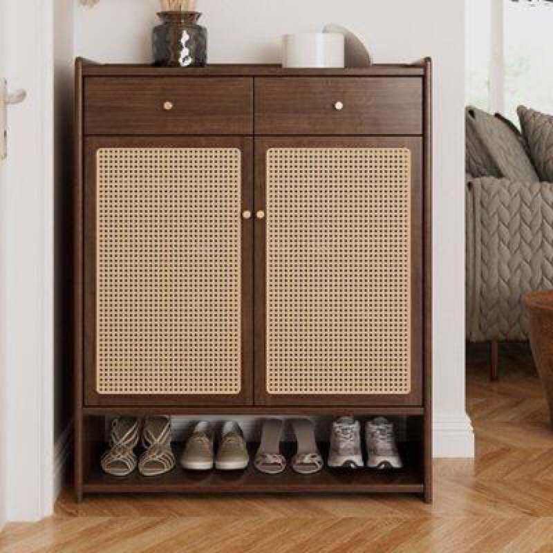 Jual Rak Sepatu Kayu Jati Rotan / Cabinet Sepatu Kayu Jati / Rak Sepatu ...