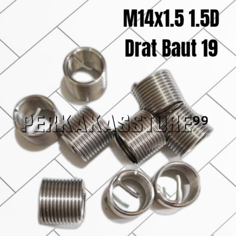 Jual recoil helicoil verbos drat baut 19. M14x1.5 1.5D repairt drat stainles steel | Shopee ...