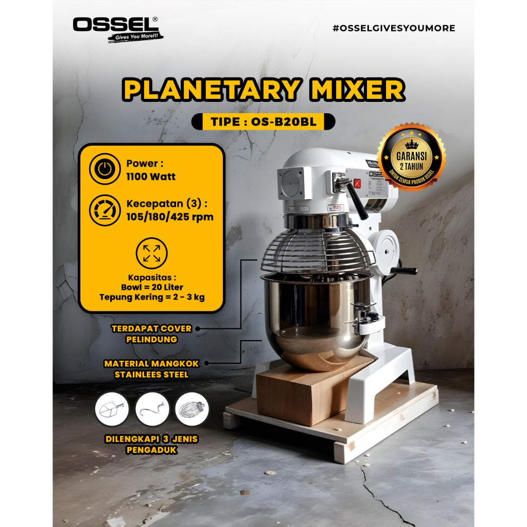 Jual OSSEL Mixer Roti B20 Mesin Mixer Roti 20 Liter Planetary Mixer B20 ...
