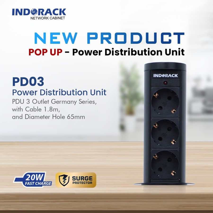 Jual PD03 STOP KONTAK TANAM MEJA EXTENSION DESKTOP PDU INDORACK PULL ...