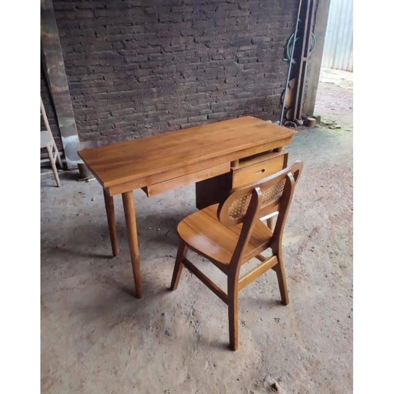 Jual set meja kantor kerja minimalis kayu jati | Shopee Indonesia